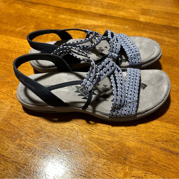 Skechers | Shoes | Skechers Reggae Slim Simply Stretch Blue Sandals ...